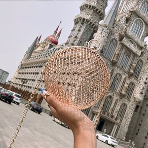 Bags | Just In Gold Mesh Caged Ball Bag | Poshmark